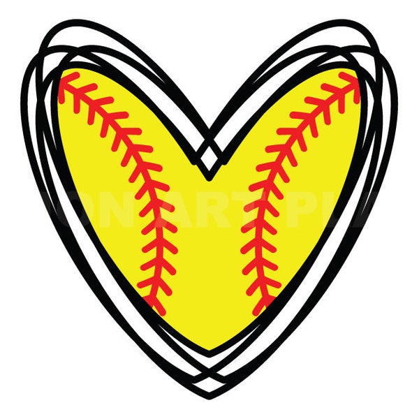 Softball Heart Svg Dxf Png Softball Heart Design - Etsy