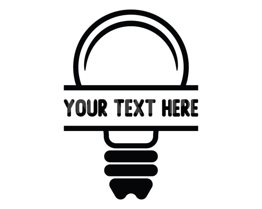 Simple Light Bulb Outline Split Name Frame Svg Clipart Image - Etsy