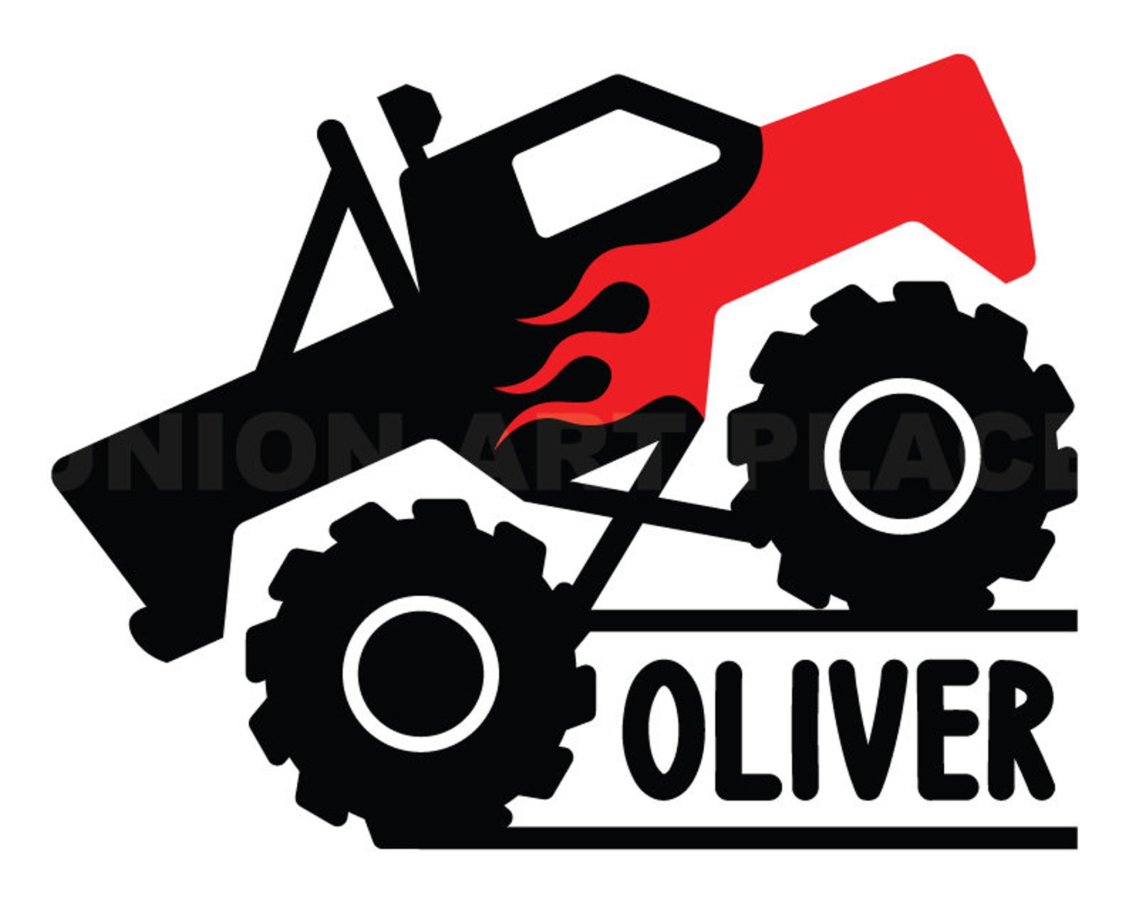 Monster Truck Name Frame With Red Fire Flames Svg Clipart - Etsy