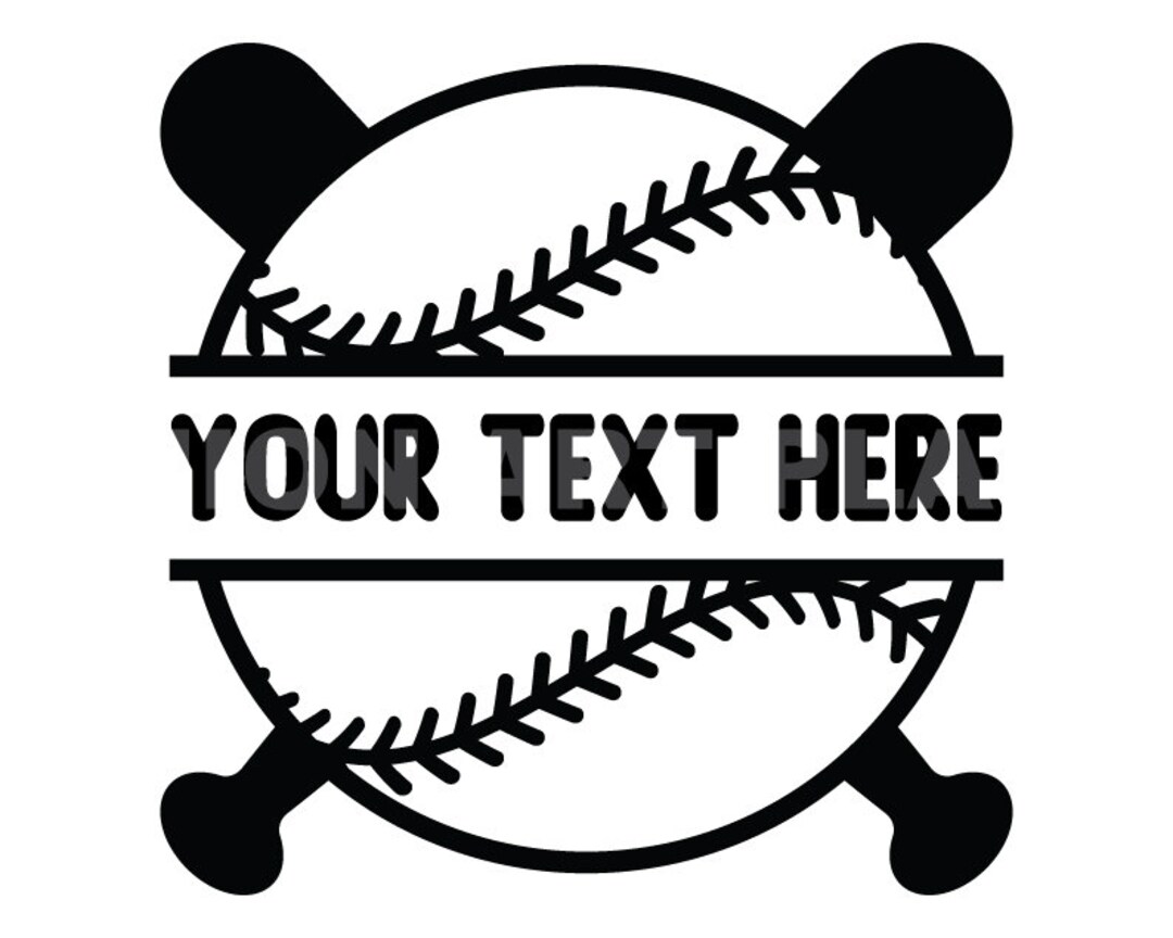 Crossed Baseball Bat Svg Baseball Split Name Frame Svg Ball - Etsy