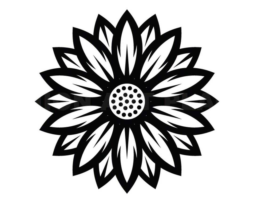 Sunflower Outline Svg Flower Svg Clipart Image Cricut Svg Etsy Israel