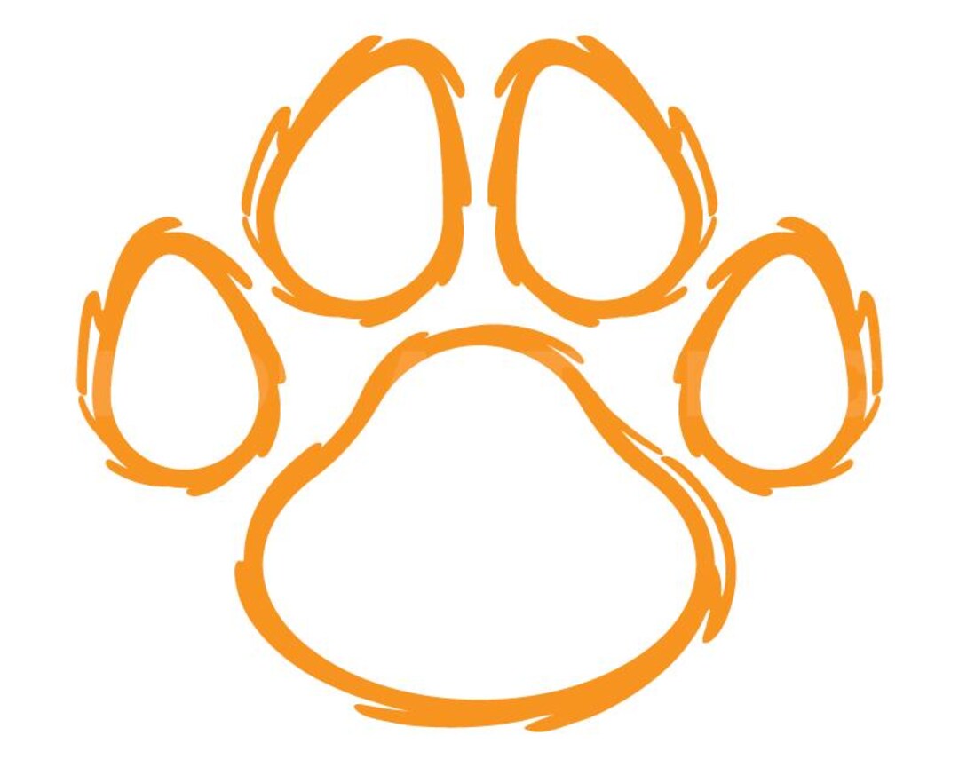 Tiger Paw Print Outline Svg Clipart Image, Cricut Svg Image, Dxf, Pdf ...