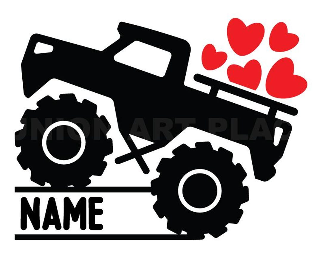 Valentines Day Truck Svg Old Monster Truck Name Frame Svg Clipart Image ...