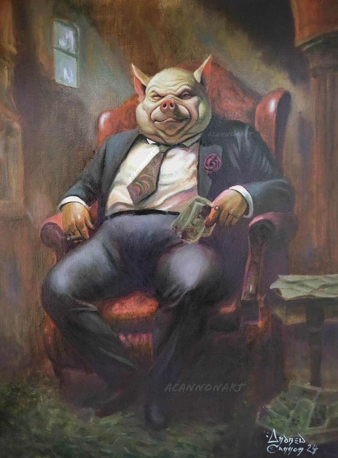 Greed, Oil on Canvas Board, 18x24 - Etsy