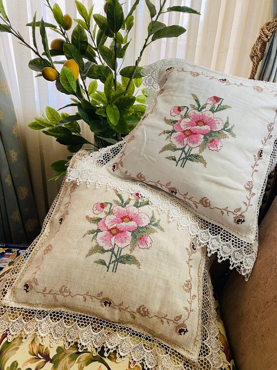AMT Vintage Lace with Beautiful Designed Cross Stitch Floral | Etsy
