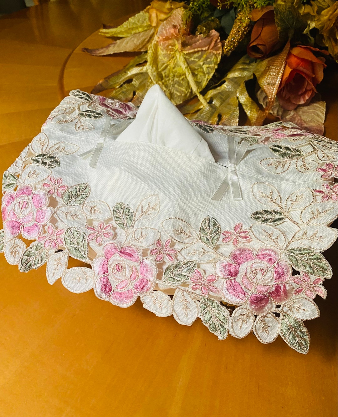 AMT Pretty Decorative Embroidered Rectangular Luxury Embroidered Linen ...