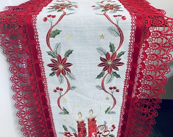 A&MT Gorgeous Vintage Lace Christmas Holiday Embroidered Floral ...