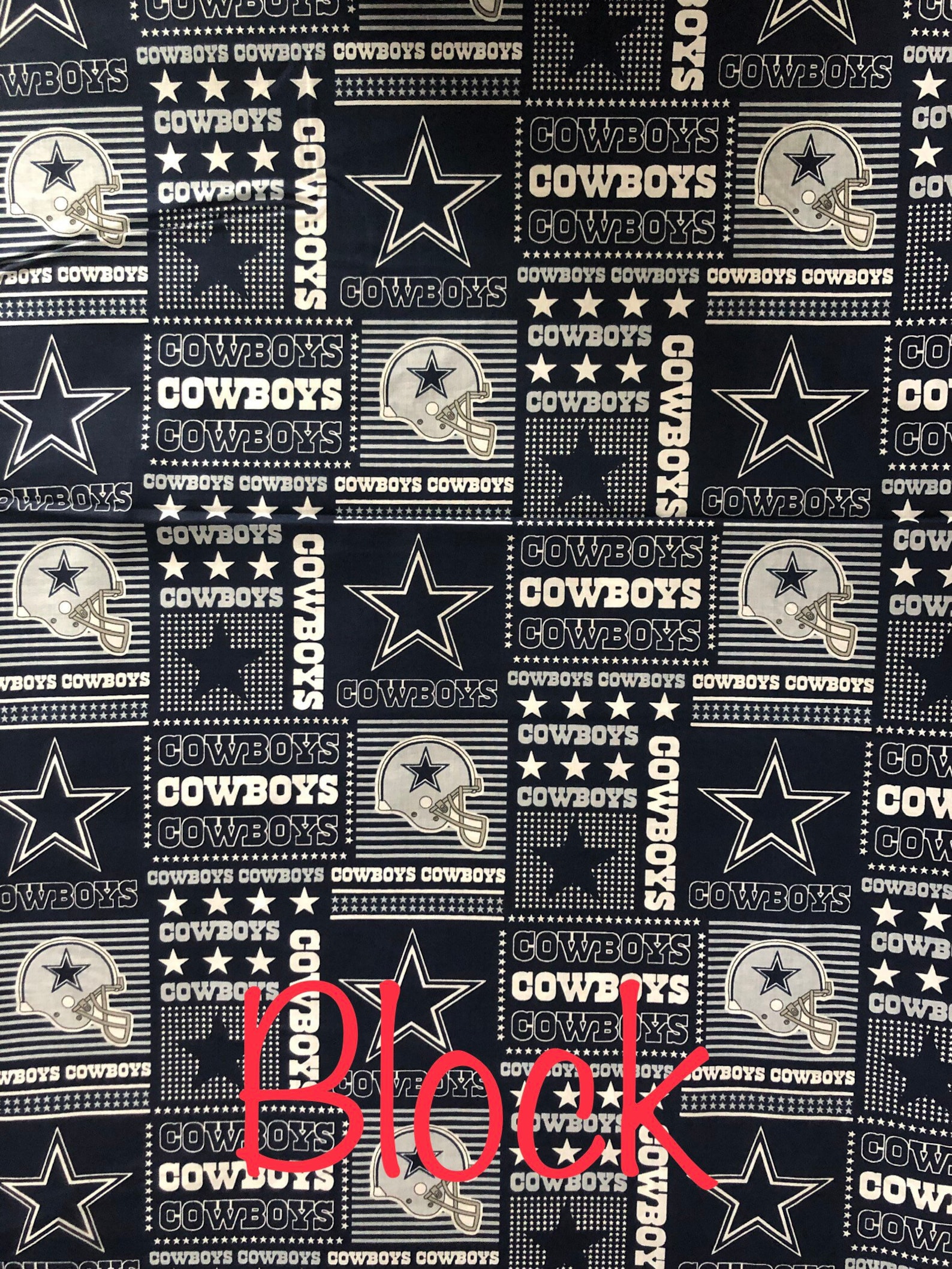 Dallas Cowboys Cotton Fabric Blocks Navy or Camo | Etsy