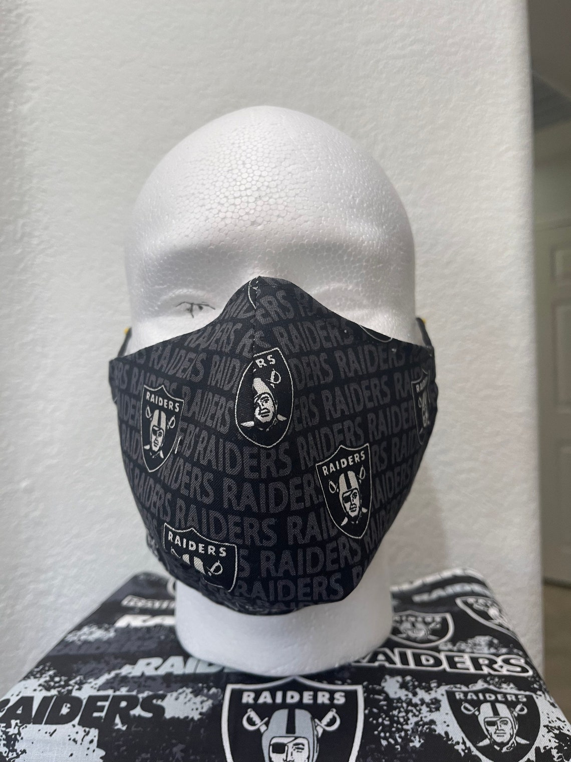 Raiders Face Mask 3 Layers Cotton With Filter Pocket and Adjustable ...