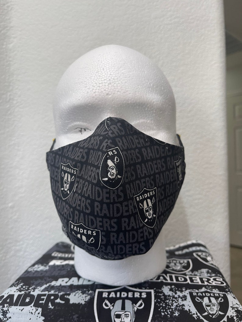 Raiders Face Mask 3 Layers Cotton With Filter Pocket and | Etsy