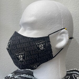 Raiders Face Mask 3 Layers Cotton With Filter Pocket and Adjustable ...