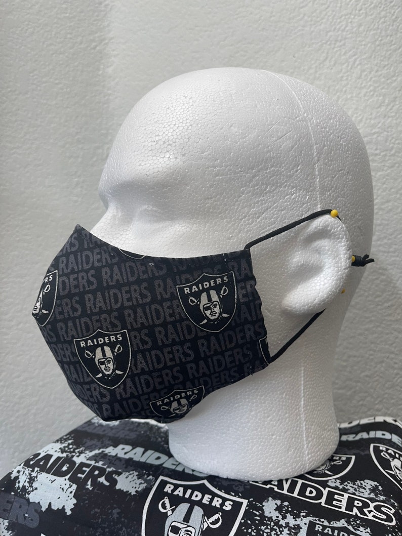 Raiders Face Mask 3 Layers Cotton With Filter Pocket and Adjustable ...