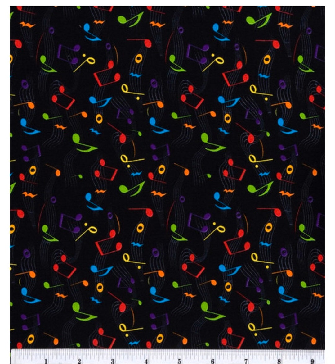 Music Notes Cotton Fabric Cut to Size 44” Width - Etsy
