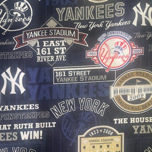 NY Yankees Cotton Fabric - Etsy