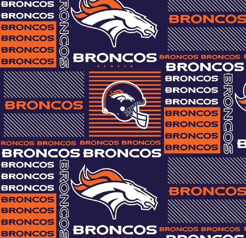 Broncos Mini Print/blocks/legacy Cotton Fabric 44”-58” Assorted Length ...