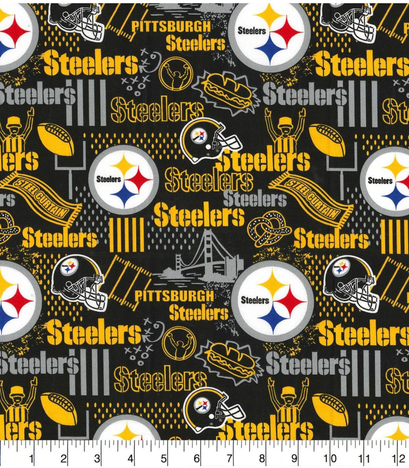 Steelers Retro/large Print Cotton Fabric - Etsy