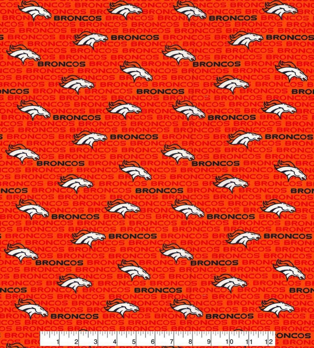 Broncos Mini Print/blocks/legacy Cotton Fabric 44”-58” Assorted Length ...