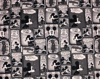 Mickey Mouse Print Cotton Fabric - Etsy