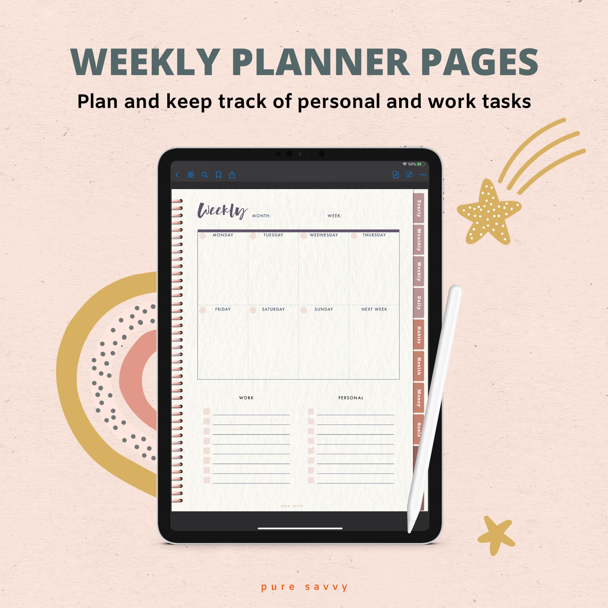 Tuscan Summer Themed Digital Life Planner for Goodnotes and Notability ...