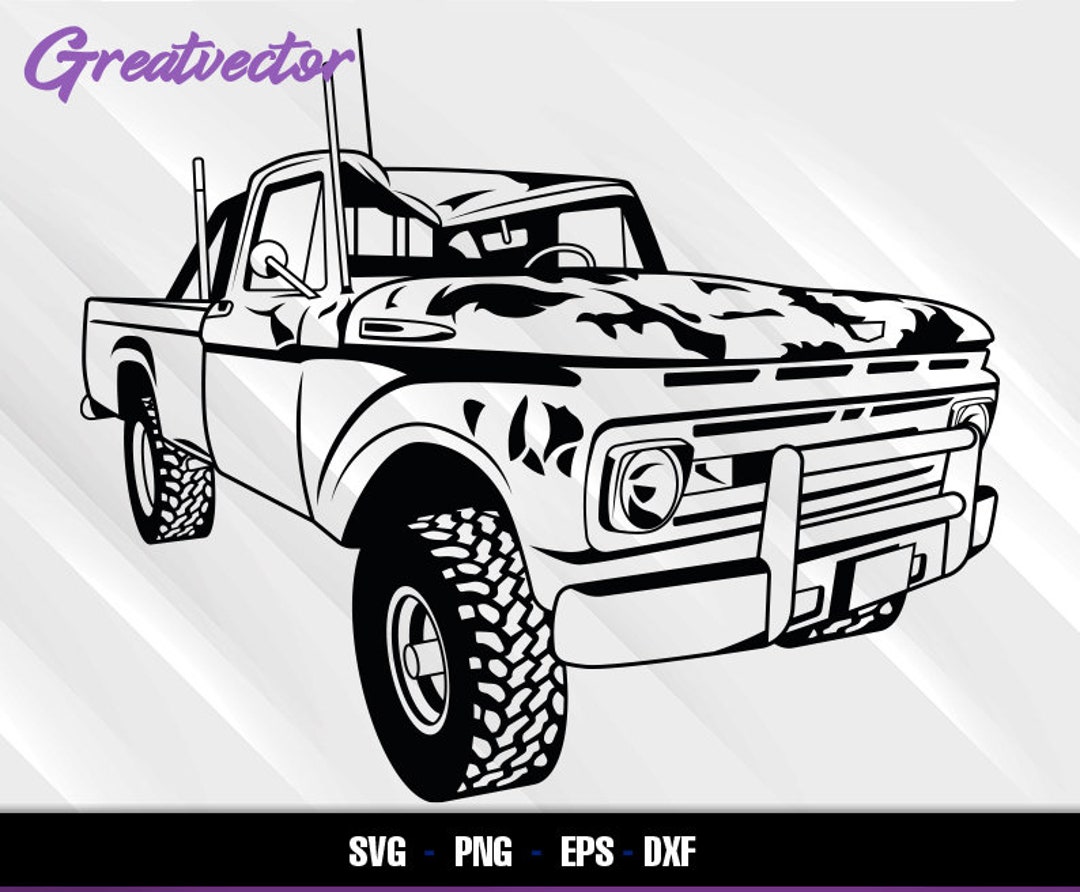 1962 F-100 Derby Truck Car Vector - Car Digital - Car Svg - F100 Raptor ...