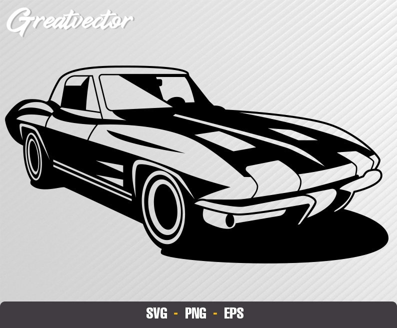 Corvette C2 1963 EPS SVG PNG Vector File - Etsy