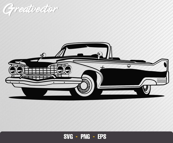 1960 Plymouth Fury convertible EPS SVG PNG Vector art | Etsy