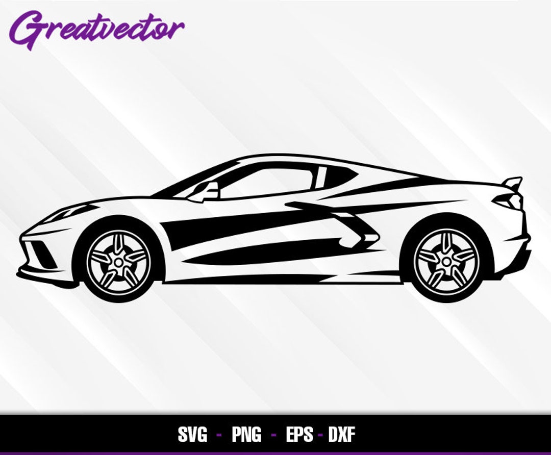 C8 Corvette Side View L EPS - SVG - PNG - Dxf L Vector Art - Etsy