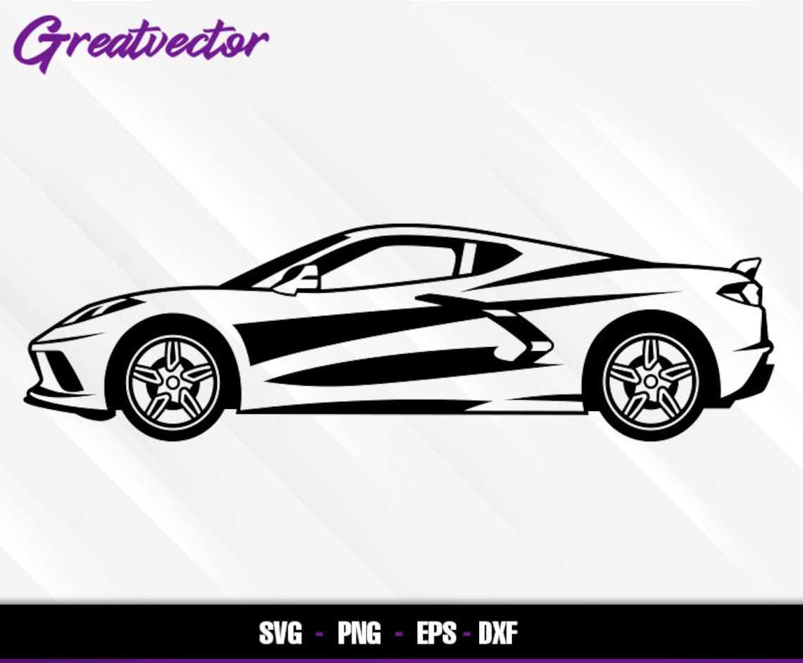 C8 Corvette Side View L EPS SVG PNG Dxf L Vector Art - Etsy Canada