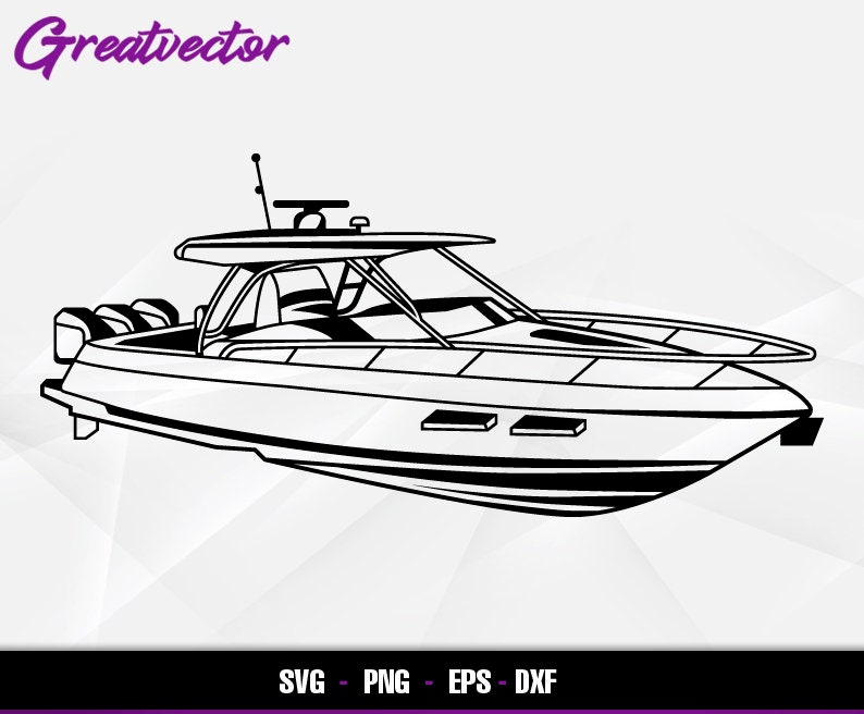 Powerboat L EPS SVG PNG Dxf L Vector Art - Etsy