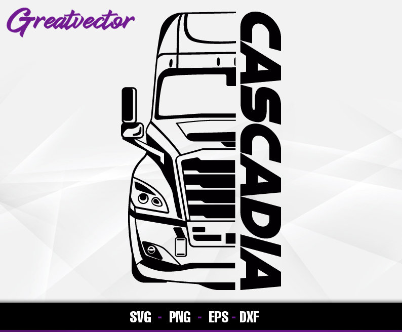 Cascadia Flat Bed Truck Front View l EPS SVG PNG Dxf l - Etsy España