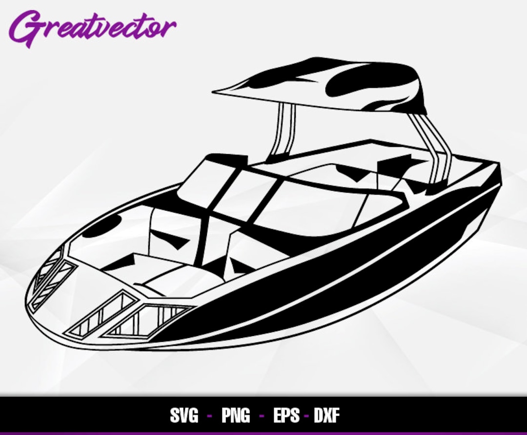 Ski and Wakeboard Boat L EPS - SVG - PNG - Dxf L Vector Art - Etsy