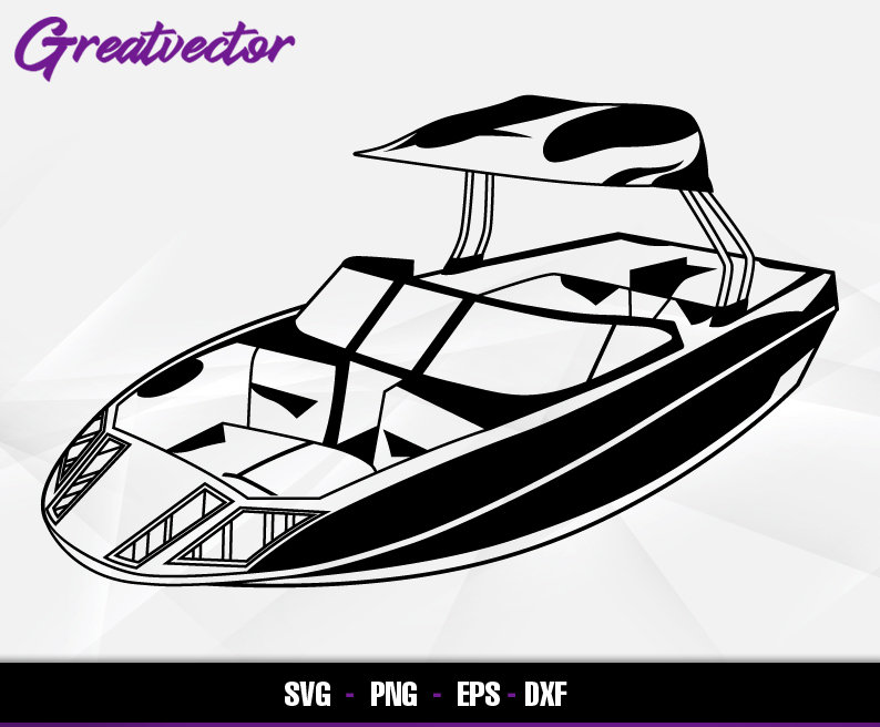 Ski and Wakeboard Boat L EPS SVG PNG Dxf L Vector Art - Etsy Canada
