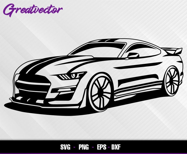 Mustang shelby Gt 500 l EPS SVG PNG Dxf l Vector Art | Etsy