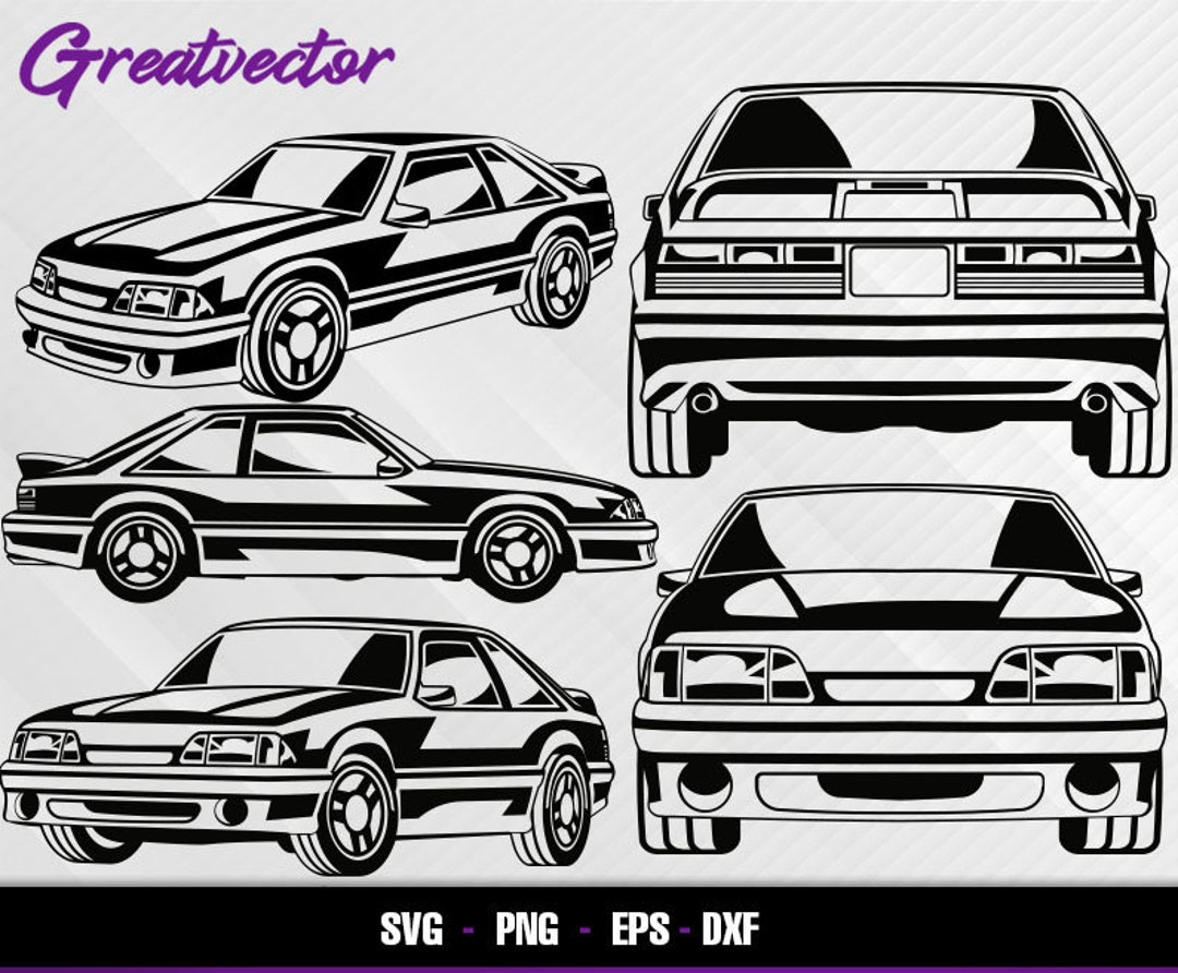 Mustang Fox Body Svt Cobra Bundle, X5 Files L EPS - SVG - PNG - Dxf L ...