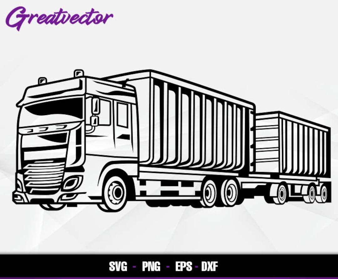 Truck With Separate Trailer for Transportation L EPS - SVG - PNG - Dxf ...