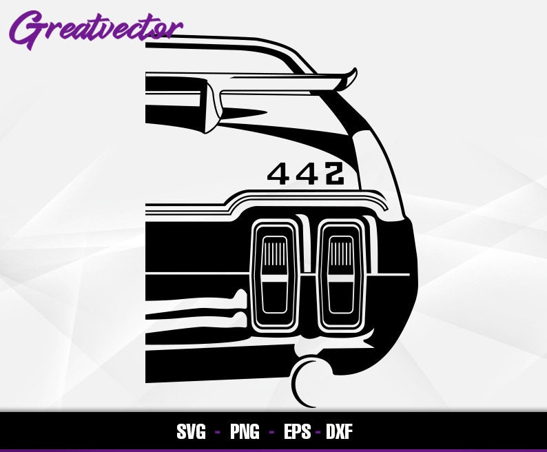 Oldsmobile 442 back view l EPS SVG PNG Dxf l Vector Art - Etsy Schweiz