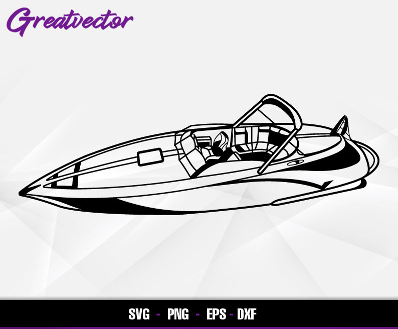 Runabout Boat l EPS - SVG - PNG - Dxf l Vector Art - Etsy France