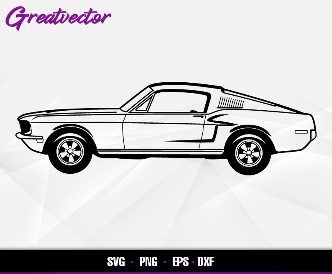 1968 Mustang GT390 Fastback L EPS SVG PNG Dxf L Vector - Etsy