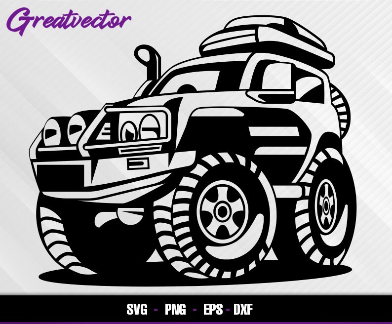 Land Cruiser Cartoon L EPS - SVG - PNG - Dxf L Vector Art - Etsy