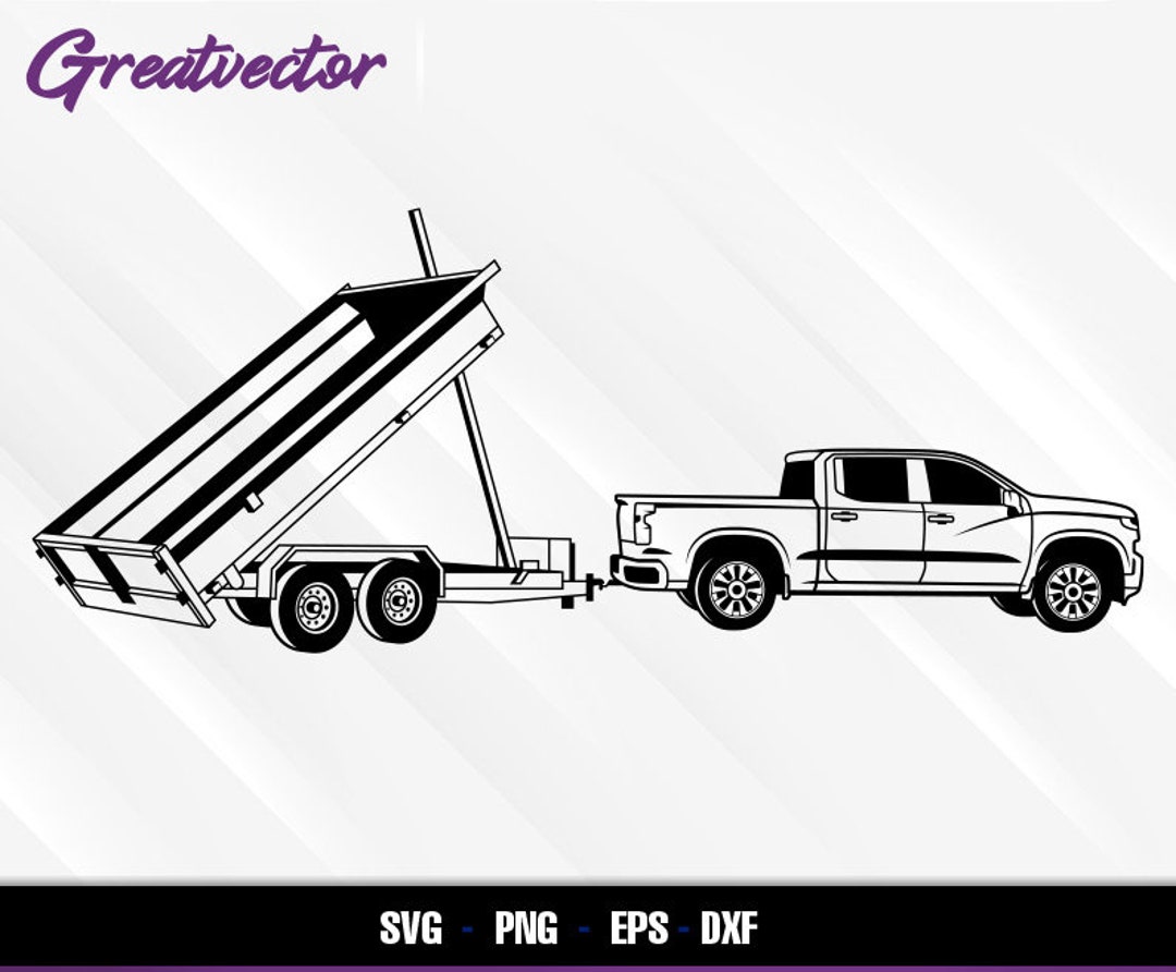 Pickup Truck With Dump Trailer L SVG - EPS - PNG - Dxf L - Etsy