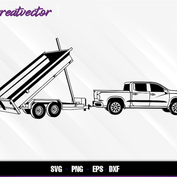 Pickup Truck With Dump Trailer Svg - Etsy