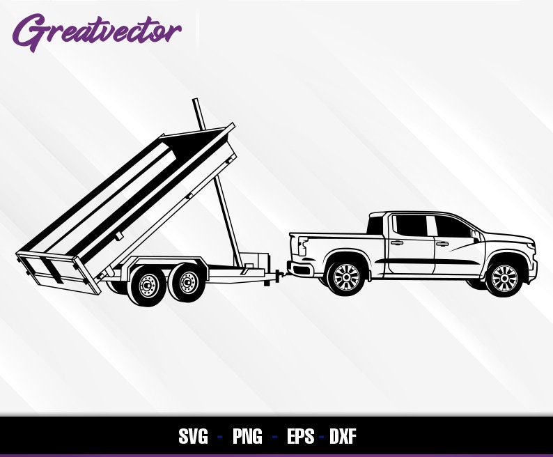 Pickup Truck With Dump Trailer L SVG - EPS - PNG - Dxf L - Etsy