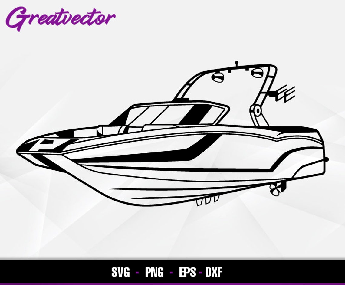 Ski and Wakeboard Boat L EPS - SVG - PNG - Dxf L Vector Art - Etsy