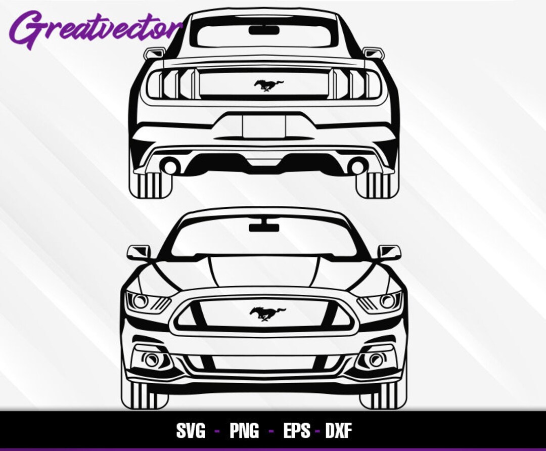 Mustang 2015 Front and Back L EPS - SVG - PNG - Dxf L Vector Art - Etsy
