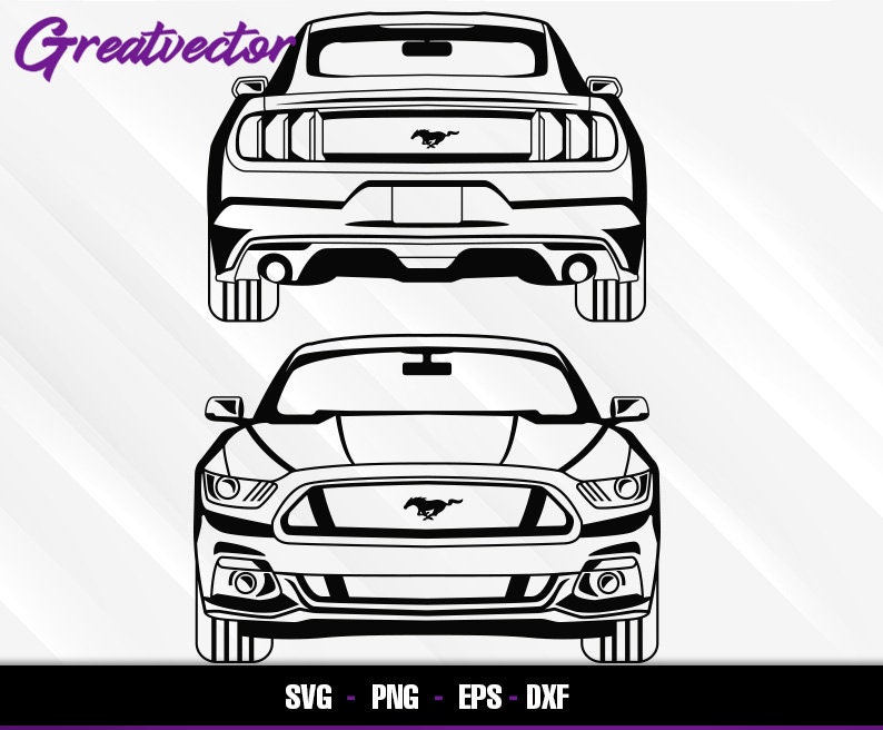 Mustang 2015 Front and Back L EPS SVG PNG Dxf L Vector Art - Etsy