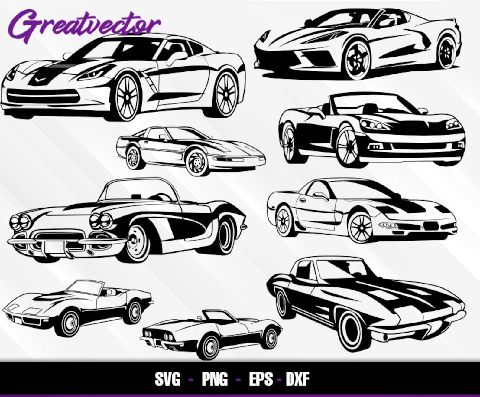 Corvette Bundle L EPS - SVG - PNG - Dxf L Vector Art - Etsy