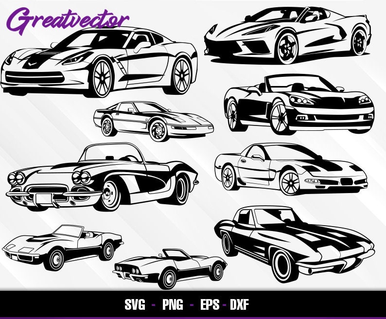Corvette Bundle L EPS SVG PNG Dxf L Vector Art - Etsy