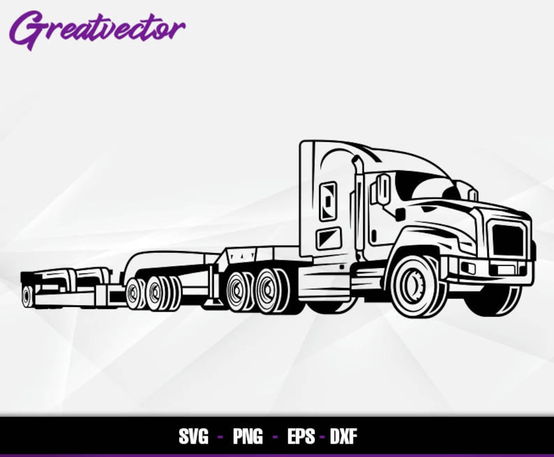 Lowboy Trailer Truck L EPS - SVG - PNG - Dxf L Vector Art - Etsy