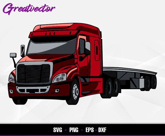 Cascadia Flat Bed Truck L EPS SVG PNG Dxf L Vector Art - Etsy