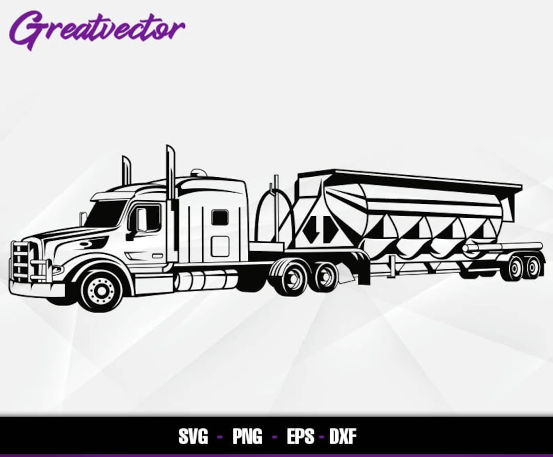 Dry Bulk / Pneumatic Tank Trailer L EPS - SVG - PNG - Dxf L Vector Art ...